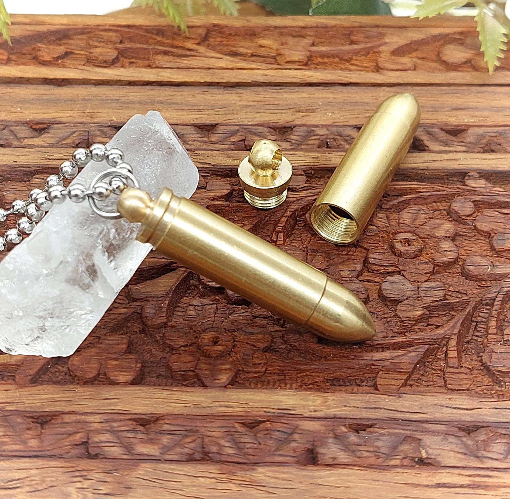 Gold Brass Bullet Urn Jewelry for Ashes | Openable Cremation Jewelry ...