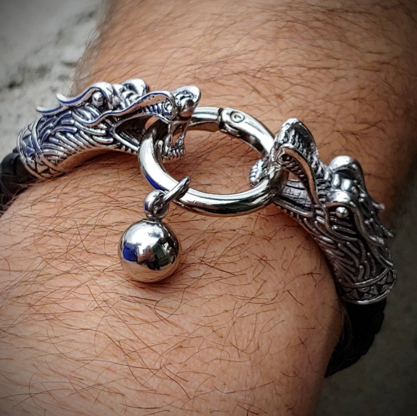 Leather Dragon Urn Bracelet | Cremation Jewelry for Men | Urn Bracelet ...