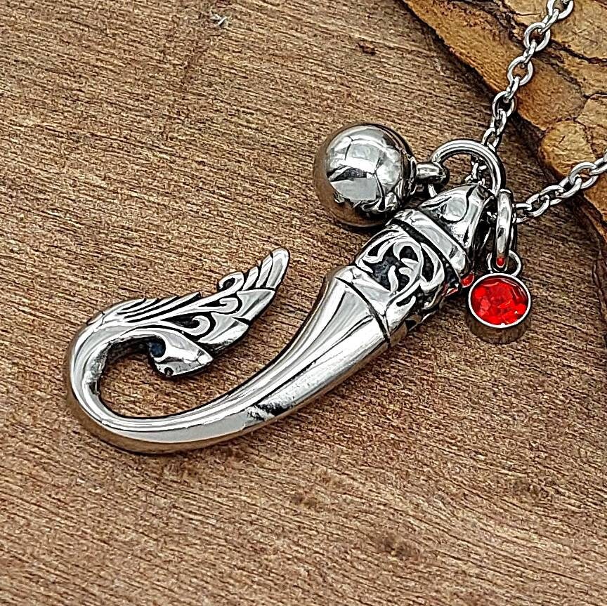 Fish Tail Hook Urn Necklace for Ashes | Fishing Ash Holder | Cremation ...