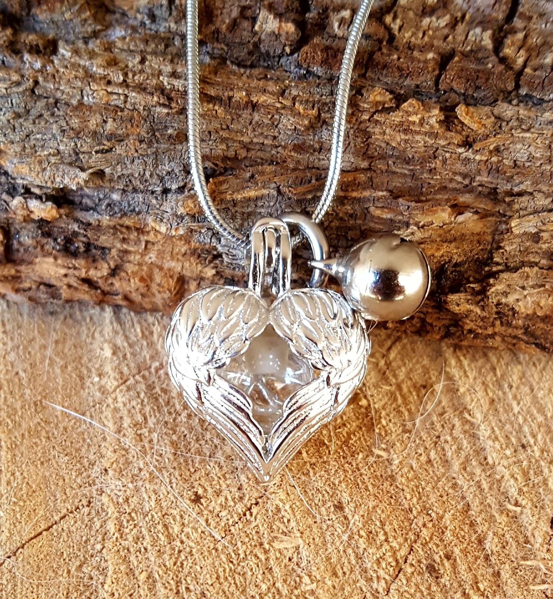 Small Sterling Silver Angel Wings Locket | Angel Wings Urn Necklace for ...