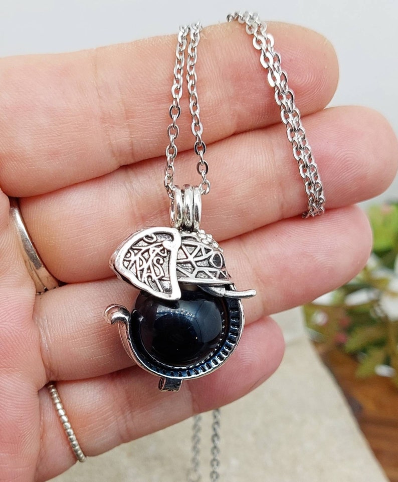 Antiqued Elephant Locket Necklace With Fillable Glass Orb - Etsy