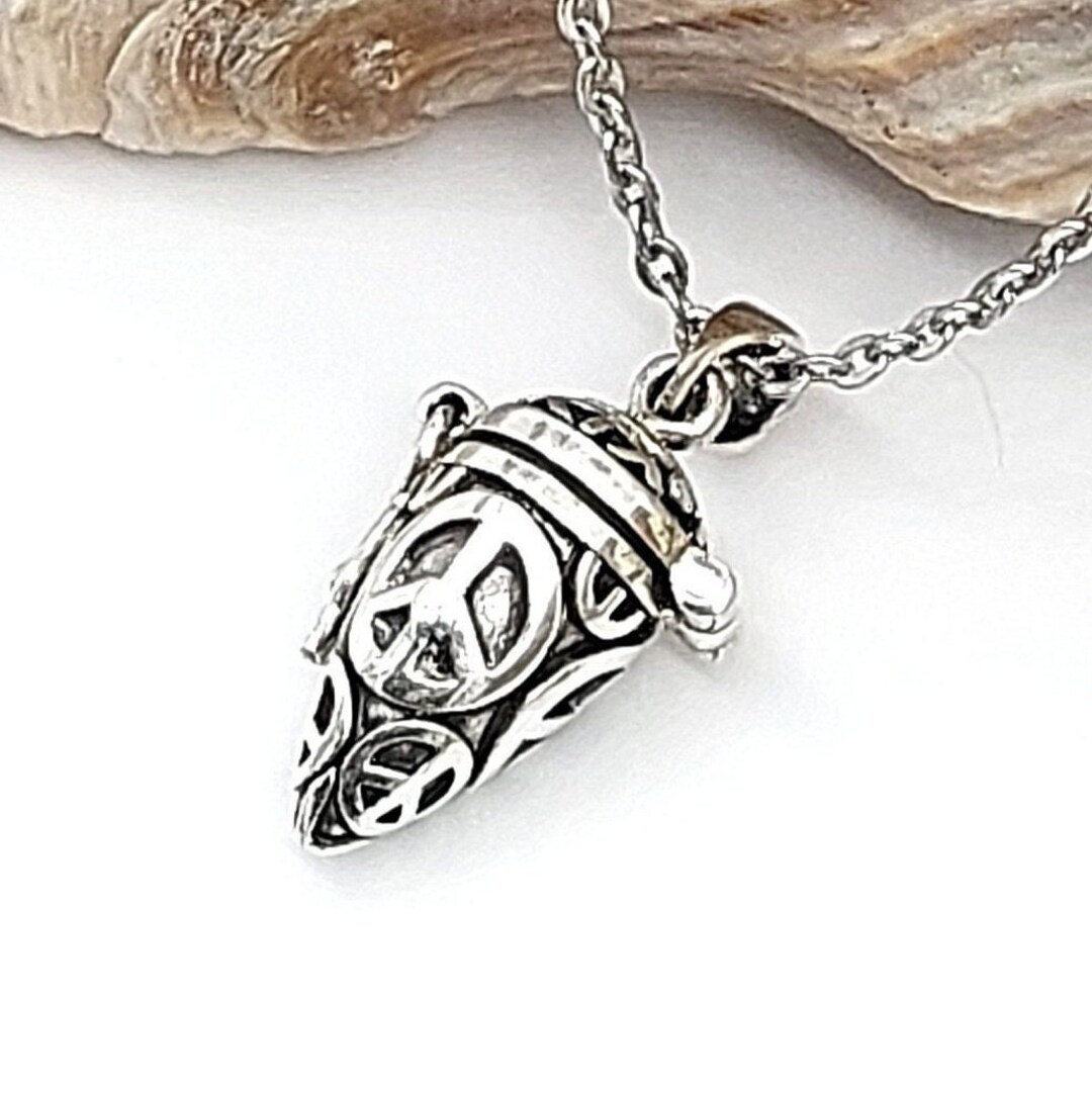 Sterling Silver Peace Sign Locket With Fillable Glass Vial Urn Necklace ...