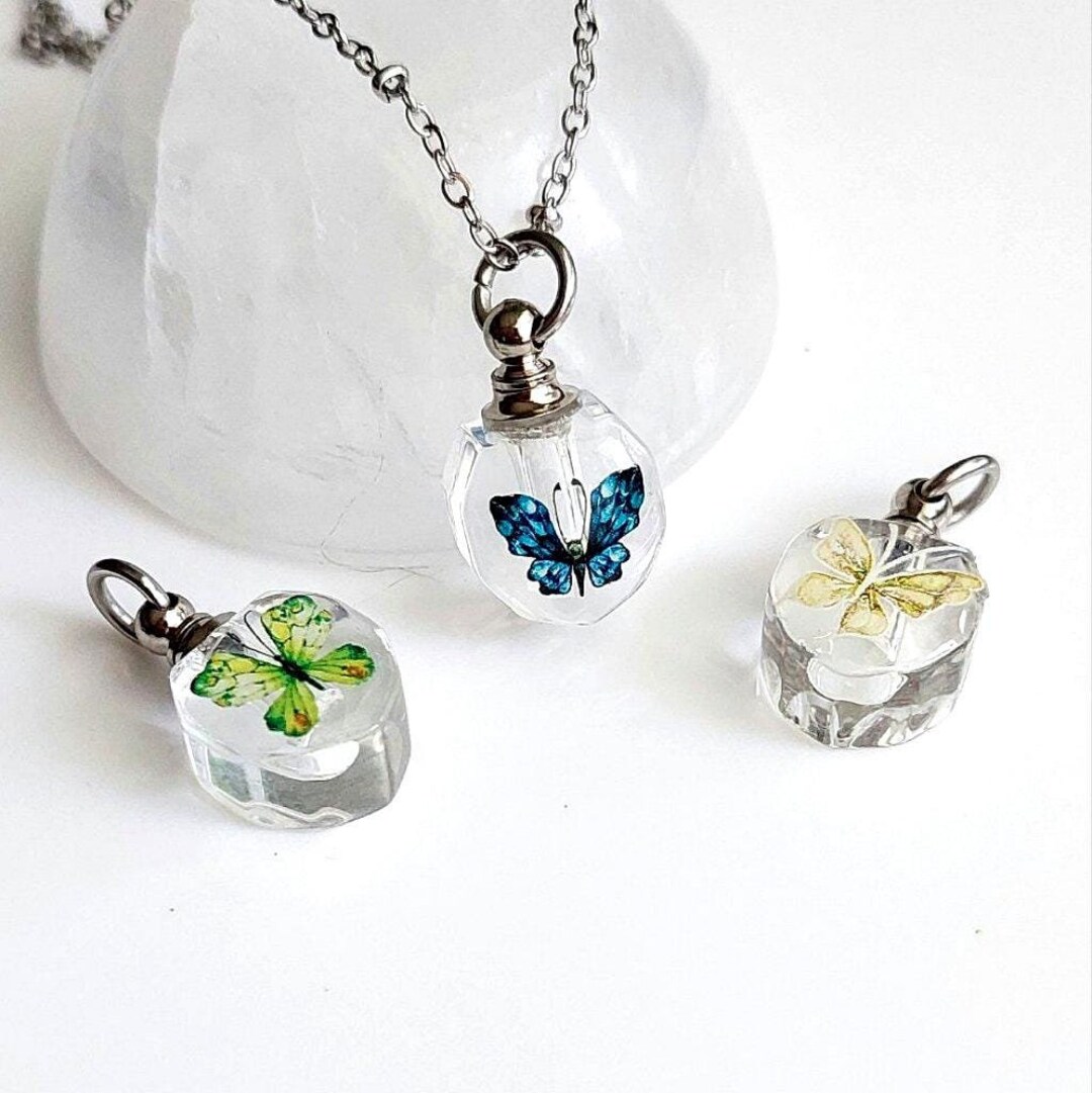 Butterfly Urn Necklace to Hold Ashes | Small Keepsake Necklace ...