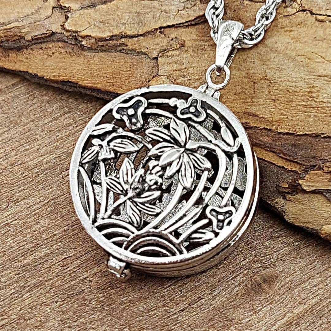 Keepsake Lotus Flower Locket Necklace for Ashes, Lock of Hair | Urn ...