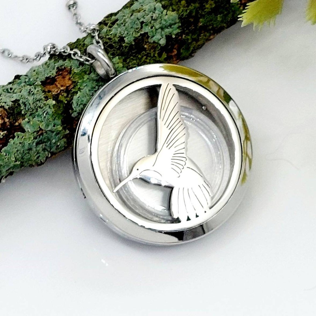 Hummingbird Locket for a Keepsake Urn Necklace for Ashes, Hair, Flowers ...