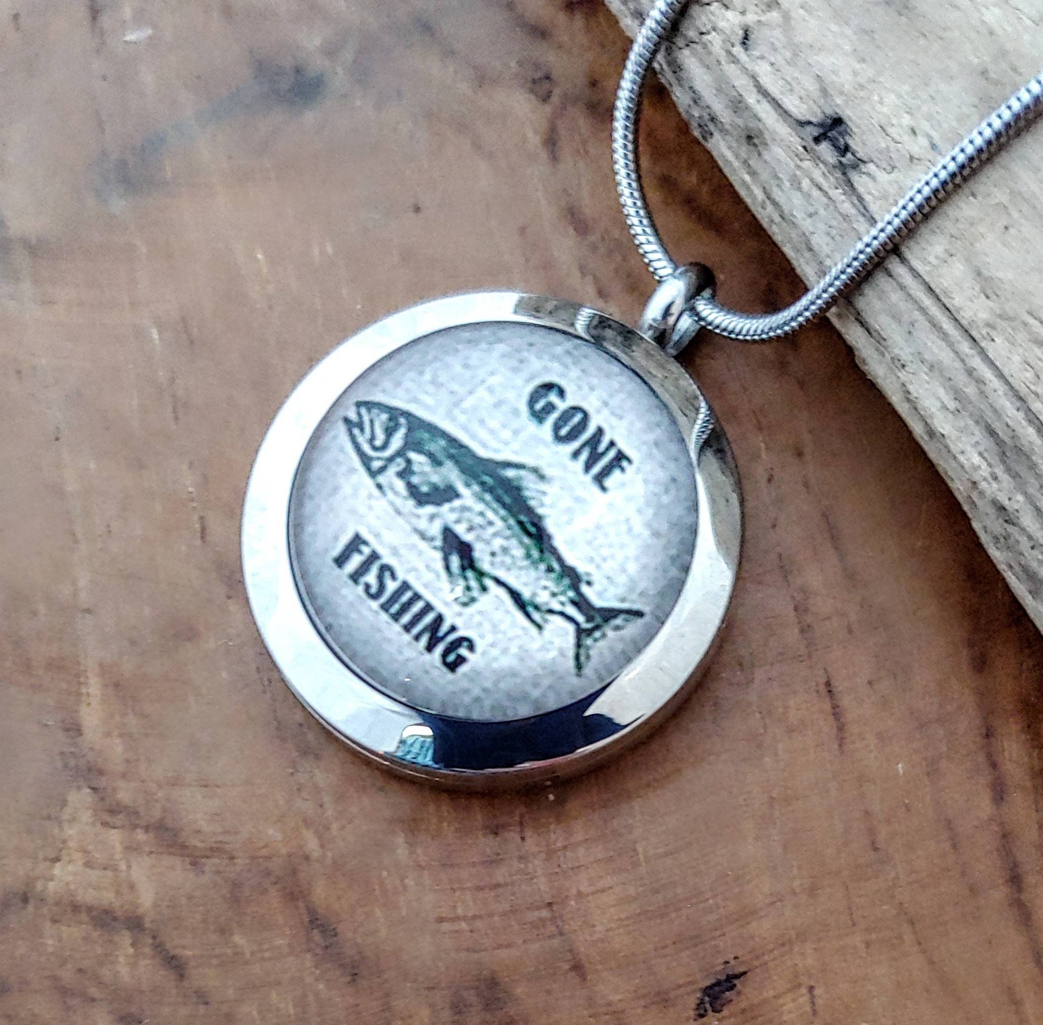 Gone Fishing Glass Locket Urn Necklace | Urn Jewelry for Ashes ...