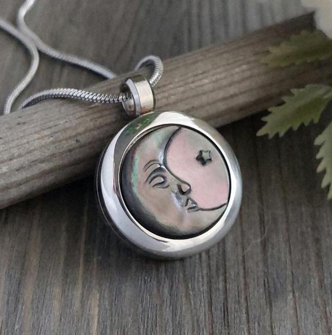 Crescent Moon Urn Necklace: Memorial Ashes Locket | Cremation Jewelry ...