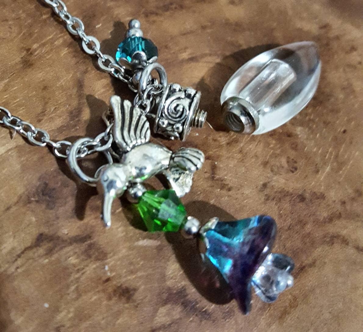 Hummingbird Urn Necklace Cremation Jewelry | Blue Hummingbird Necklace ...