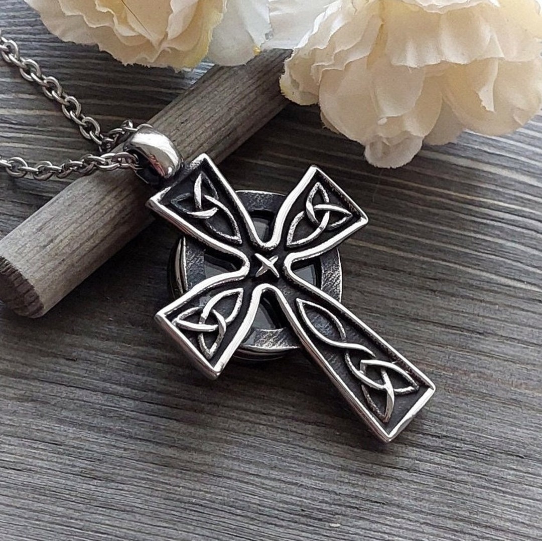 Large Celtic Cross Locket | Urn Necklace | Cremation Jewelry for Men ...