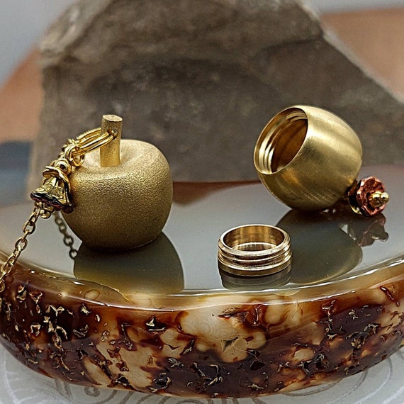 Small Fillable Brass Apple Locket Cremation Jewelry Urn - Etsy