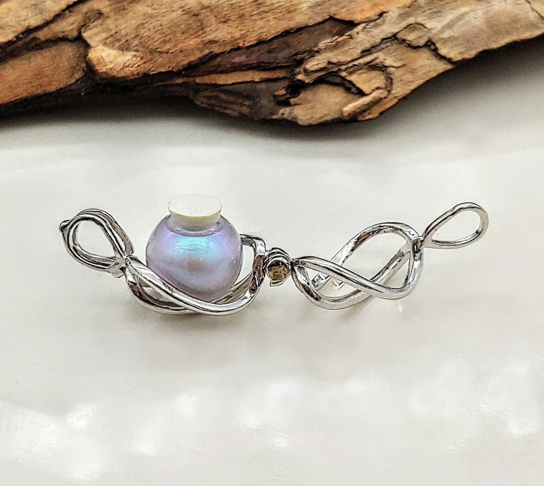 925 Sterling Silver Spiral Locket with Pearly Lavender Orb | Urn ...