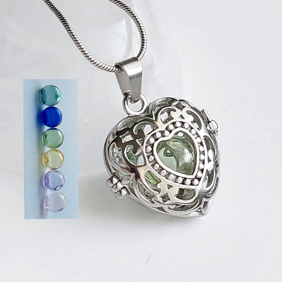 Stainless Steel Heart Locket Ashes Necklace Cremation Jewelry Fillable ...