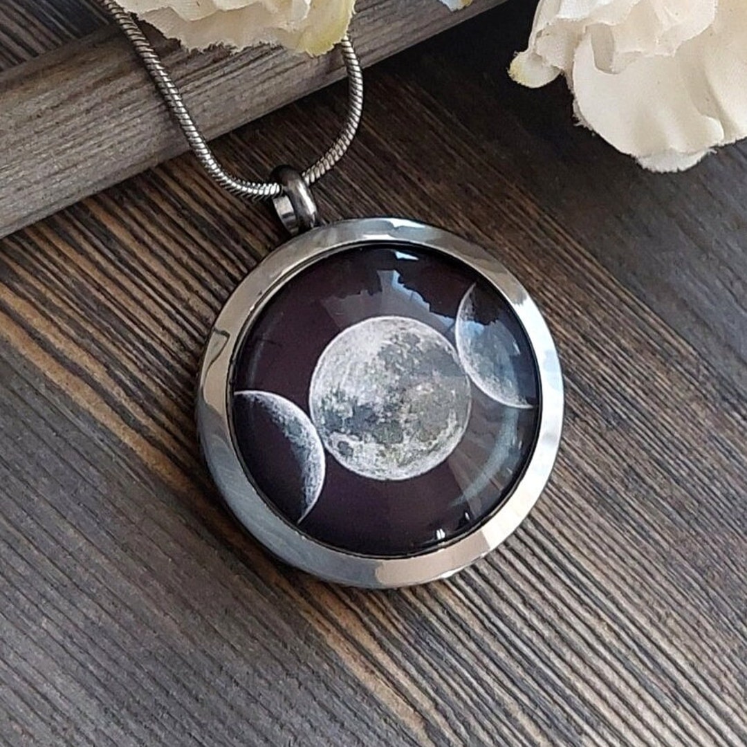 Moon Phases Locket for a Keepsake | Triple Moon Locket | Pendant for ...