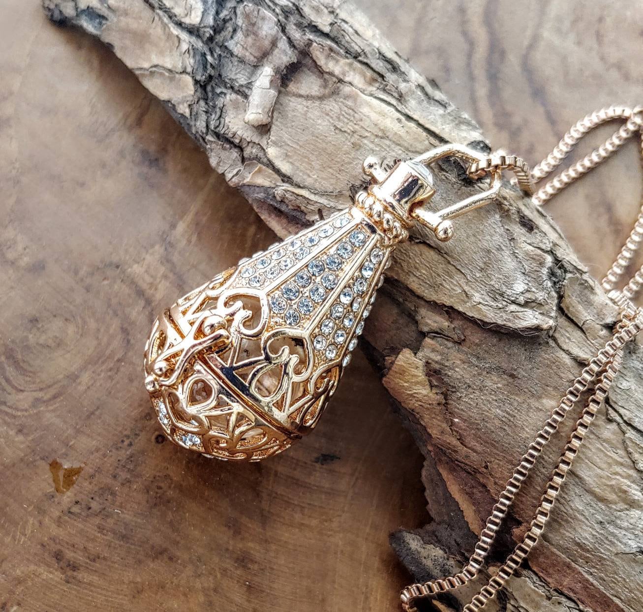 Large Gold Tone Teardrop Locket with Keepsake Glass | Urn Jewelry for ...