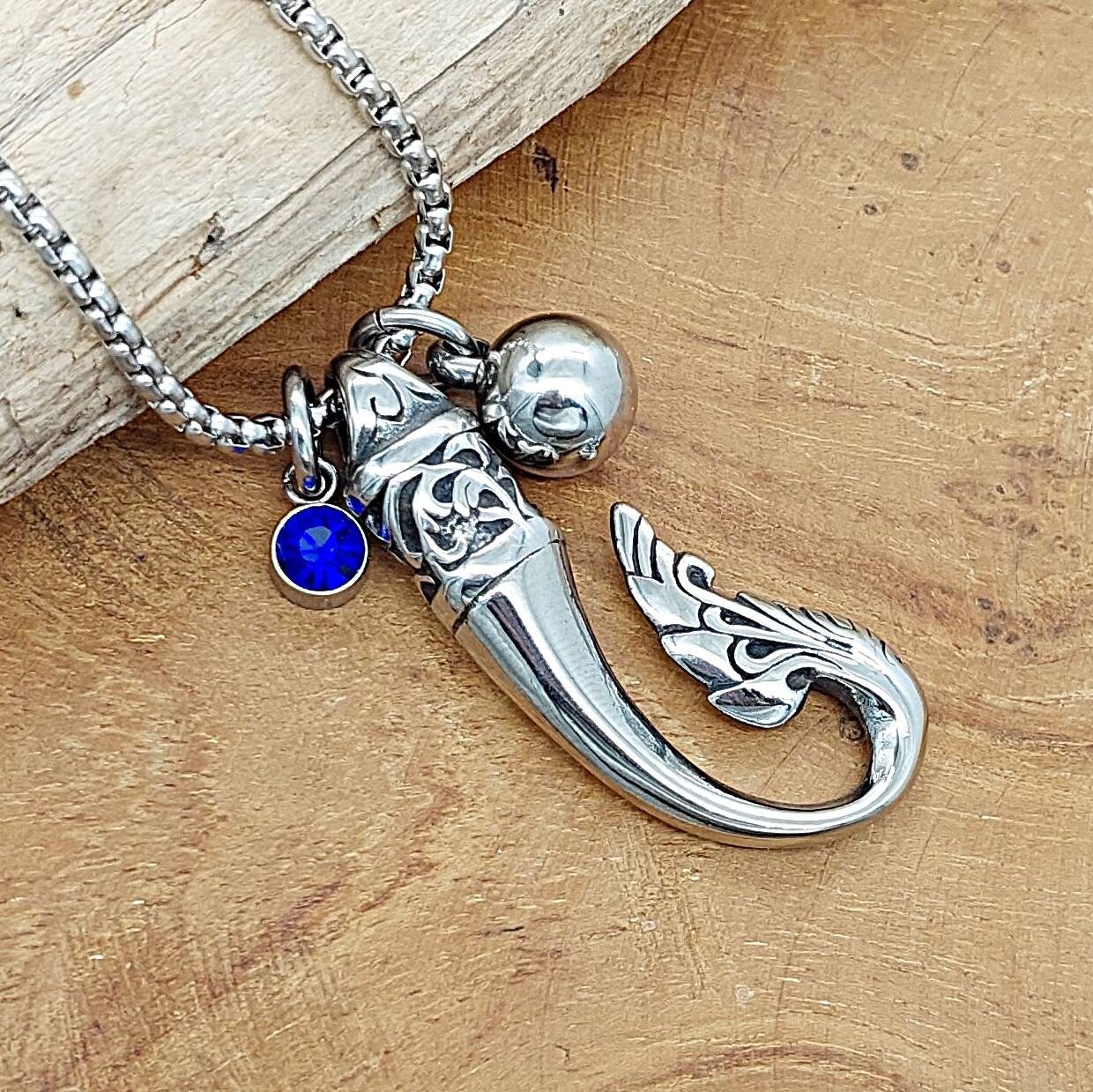 Fish Tail Hook Urn Necklace for Ashes | Fishing Ash Holder | Cremation ...
