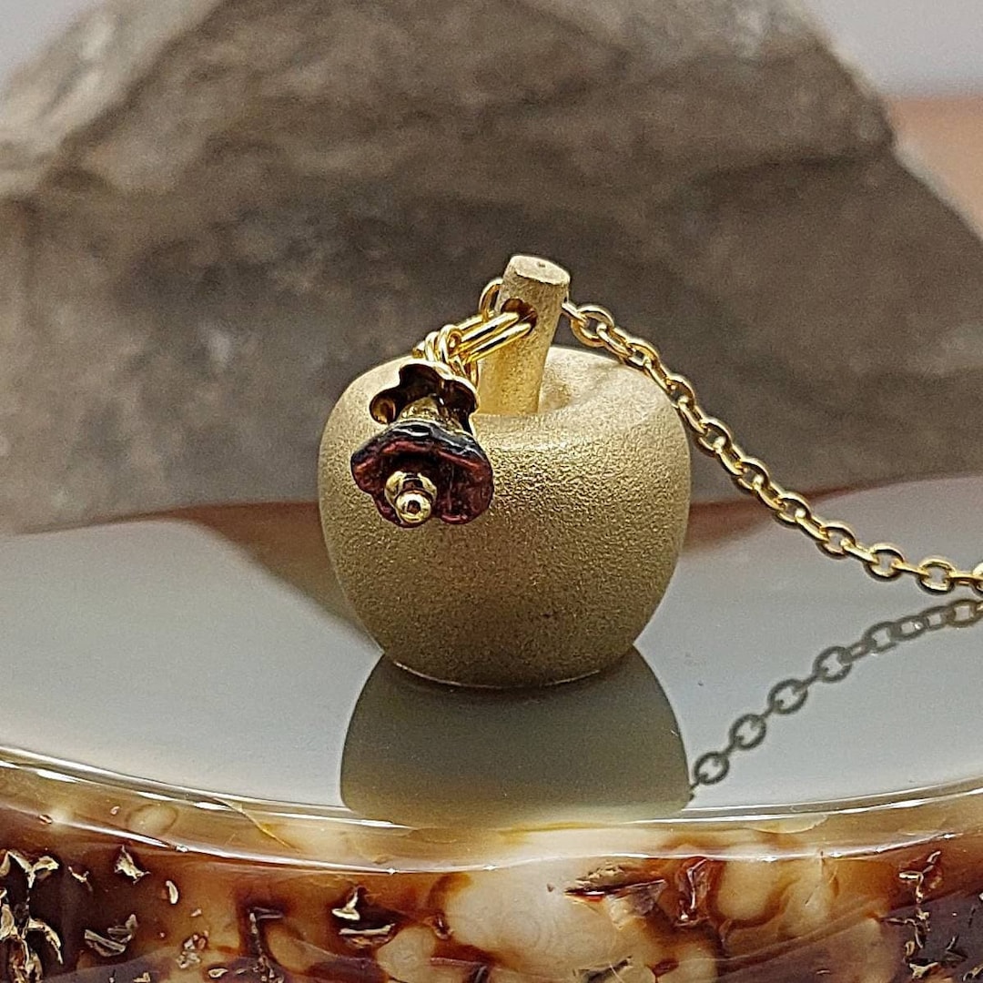 Small Fillable Brass Apple Locket Pendant | Cremation Jewelry | Urn ...
