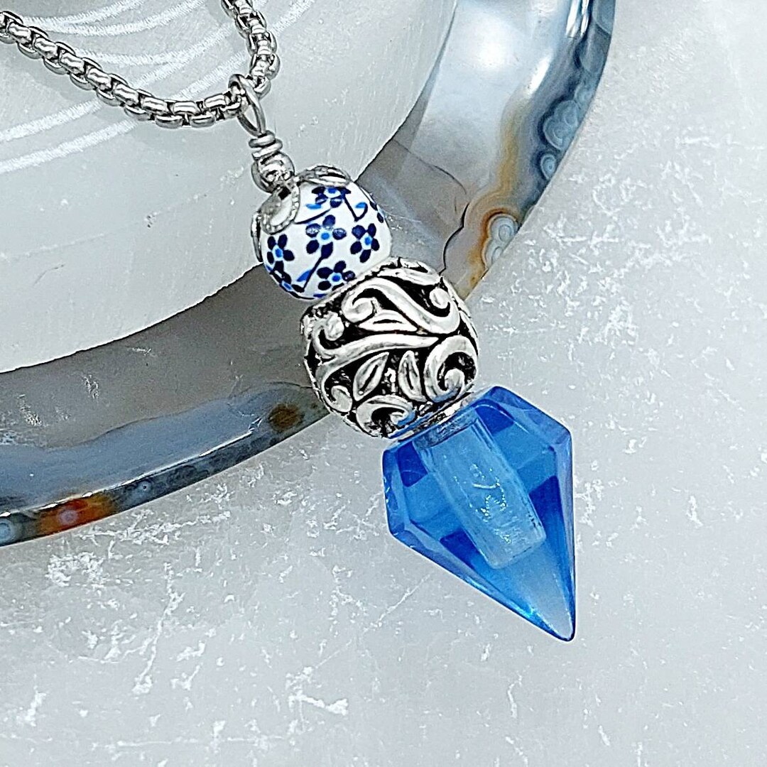 Blue Forget Me Not Urn Necklace for Ashes | Handmade Cremation Ashes ...