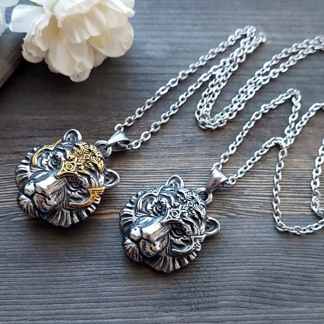 Tiger Cat Locket Necklace to Hold Ashes or Hair Urn Pendants Steel ...