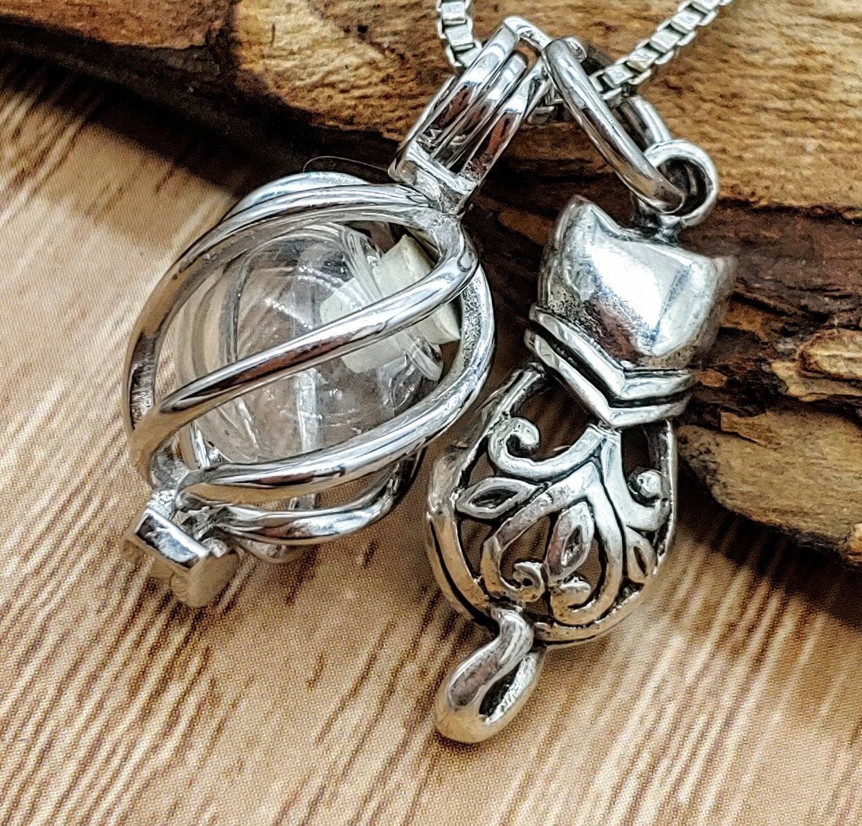 Sterling Silver Kitty Cat Urn Locket Ash Holder | Glass Locket | Cat ...