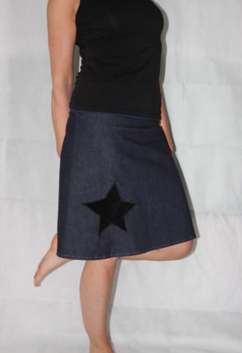 Jeansrock Stretch Rock Stern Jeans Rock blauer knielanger - Etsy.de