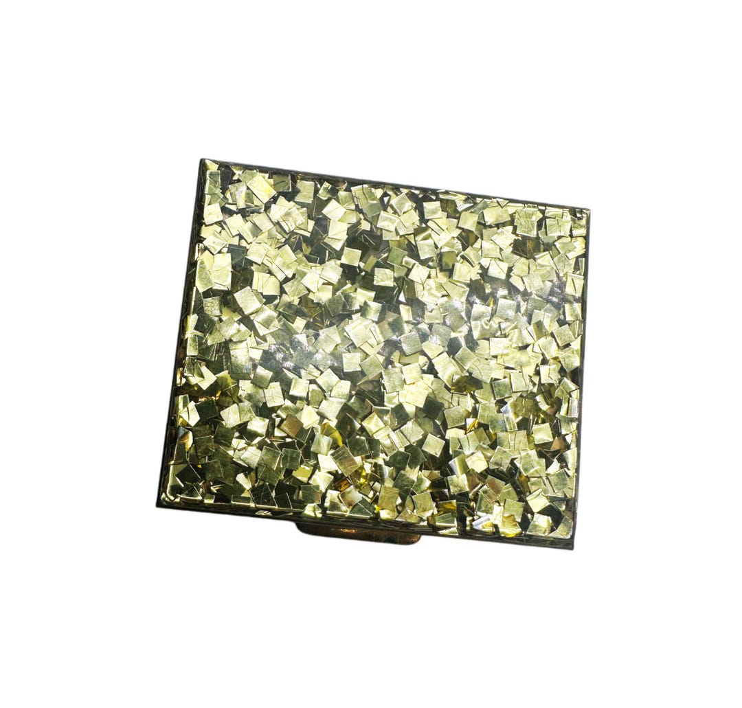 Vintage Gold Confetti Lucite Powder Compact – Mid-century Glam - Etsy