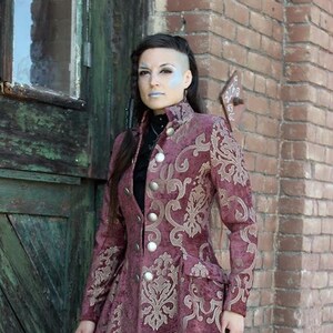 LIONHEART COAT - Gold on Antique Rose Print Velvet - Etsy