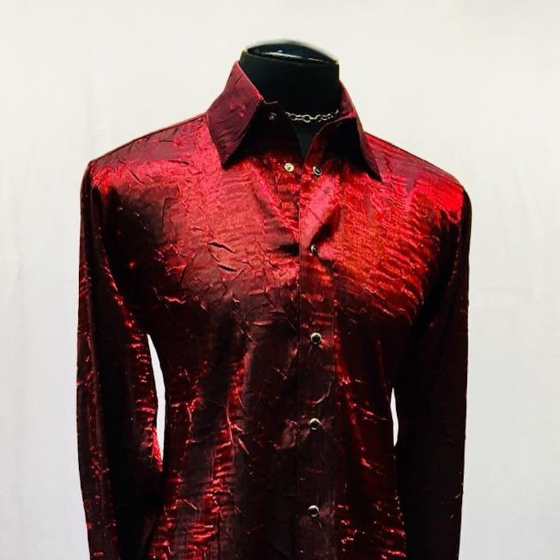 Shimmering Red Shirt Men - Etsy