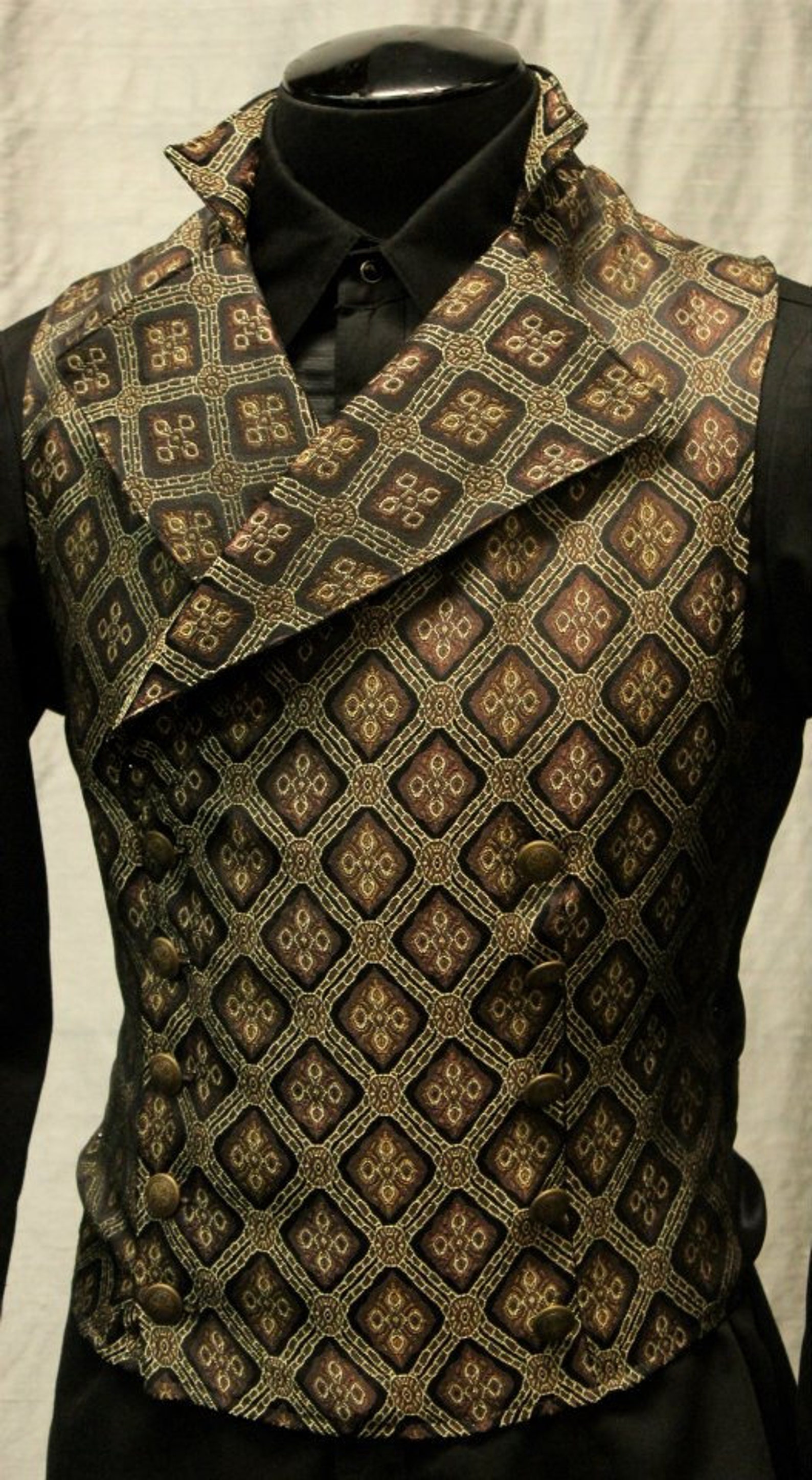 CAVALIER VEST Brown/gold Diamond | Etsy
