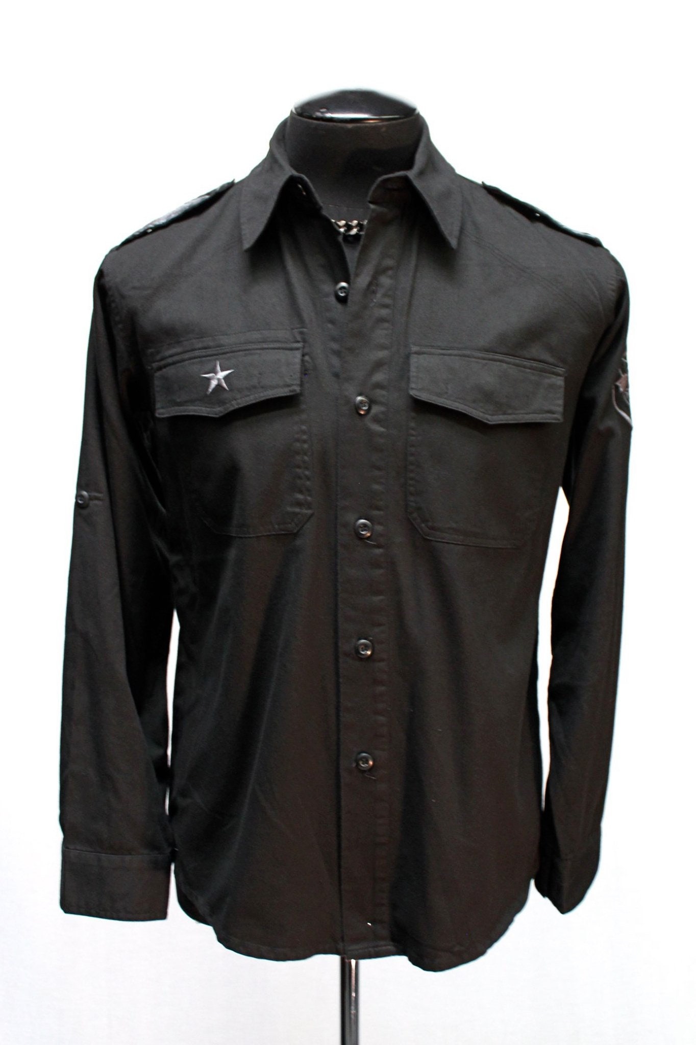 GUERRILLA ARMY SHIRT Black W/ Grey Embroidery - Etsy