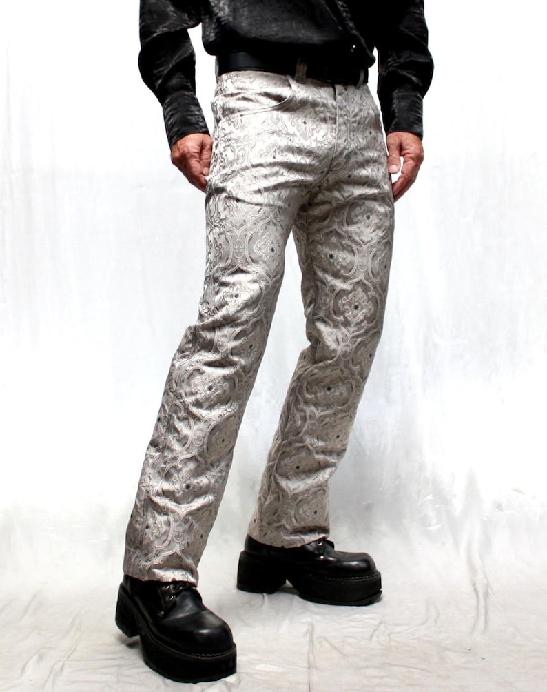 ROCKER PANTS - Silver Edwardian Brocade - Etsy