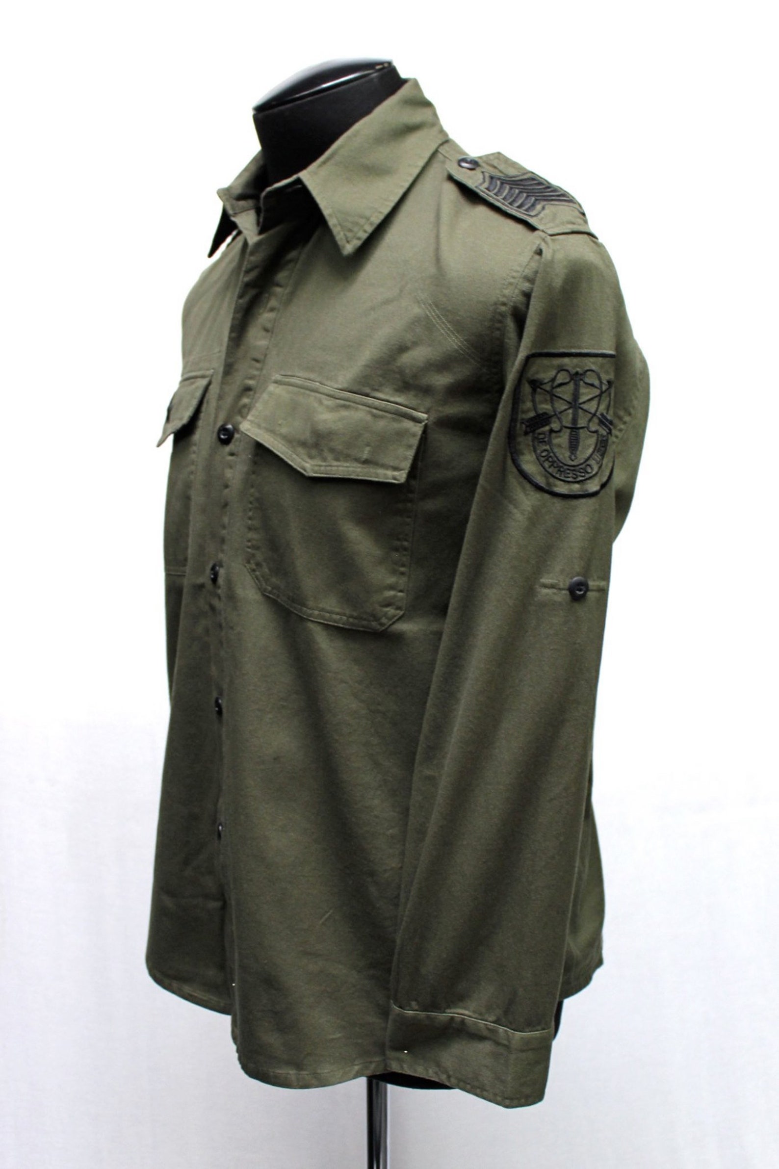 GUERRILLA ARMY SHIRT Green W/ Black Embroidery | Etsy