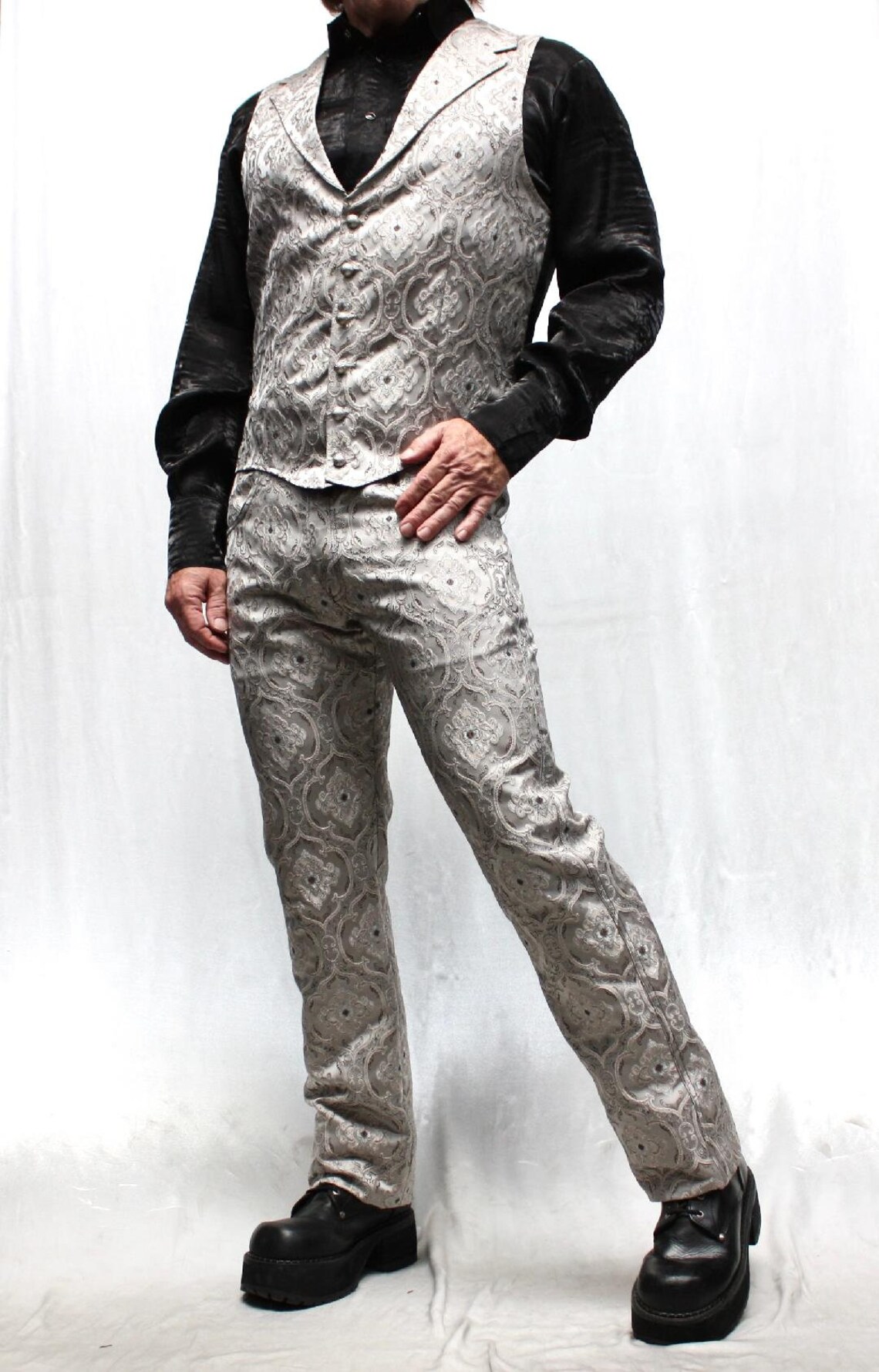 ROCKER PANTS - Silver Edwardian Brocade - Etsy