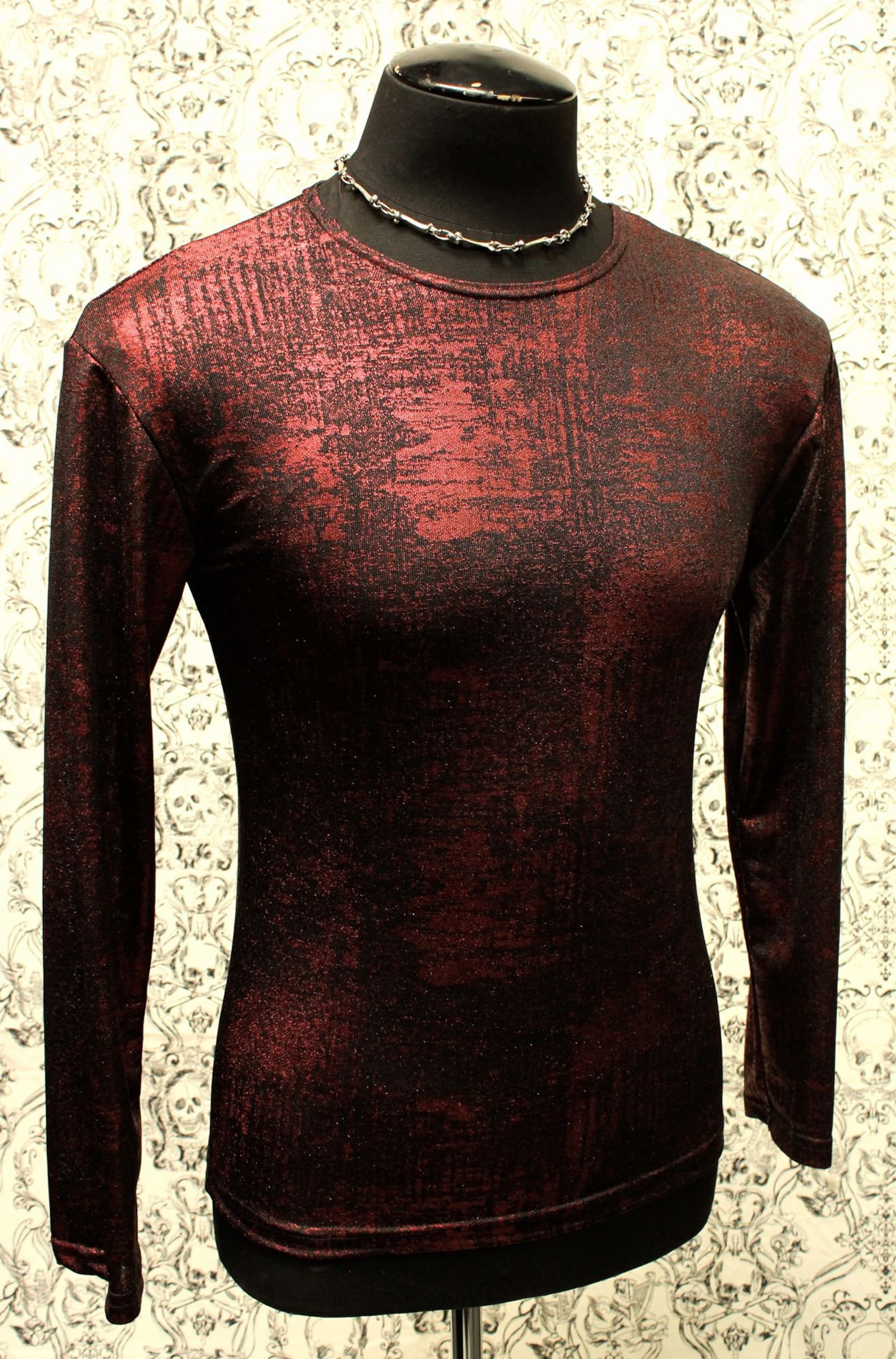 MEN'S LONG SLEEVE T-shirt Red Metallic Fabric - Etsy
