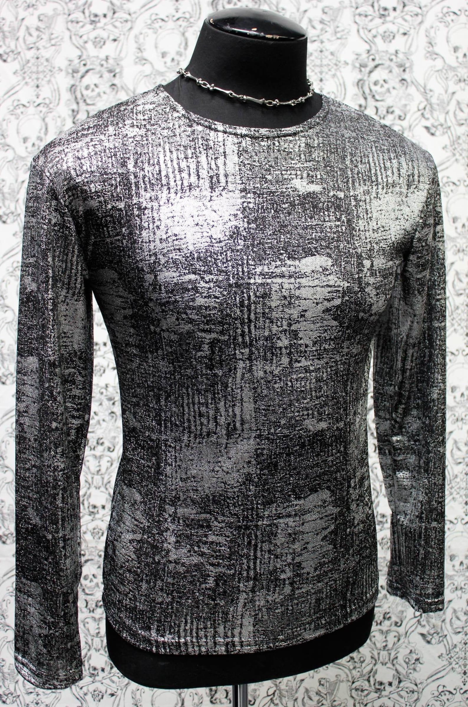 MEN'S LONG SLEEVE T-shirt Silver Metallic Fabric - Etsy