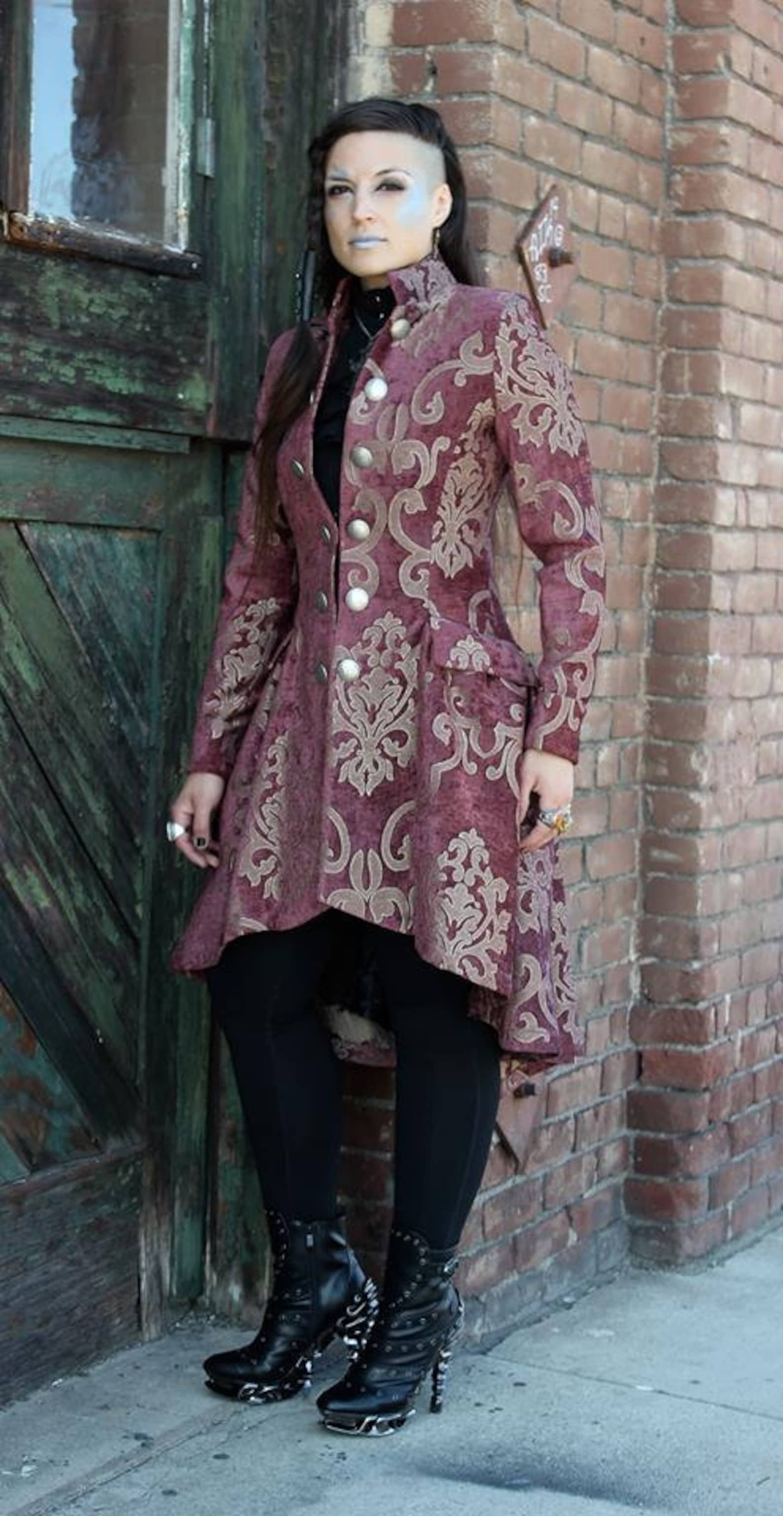 LIONHEART COAT - Gold on Antique Rose Print Velvet - Etsy