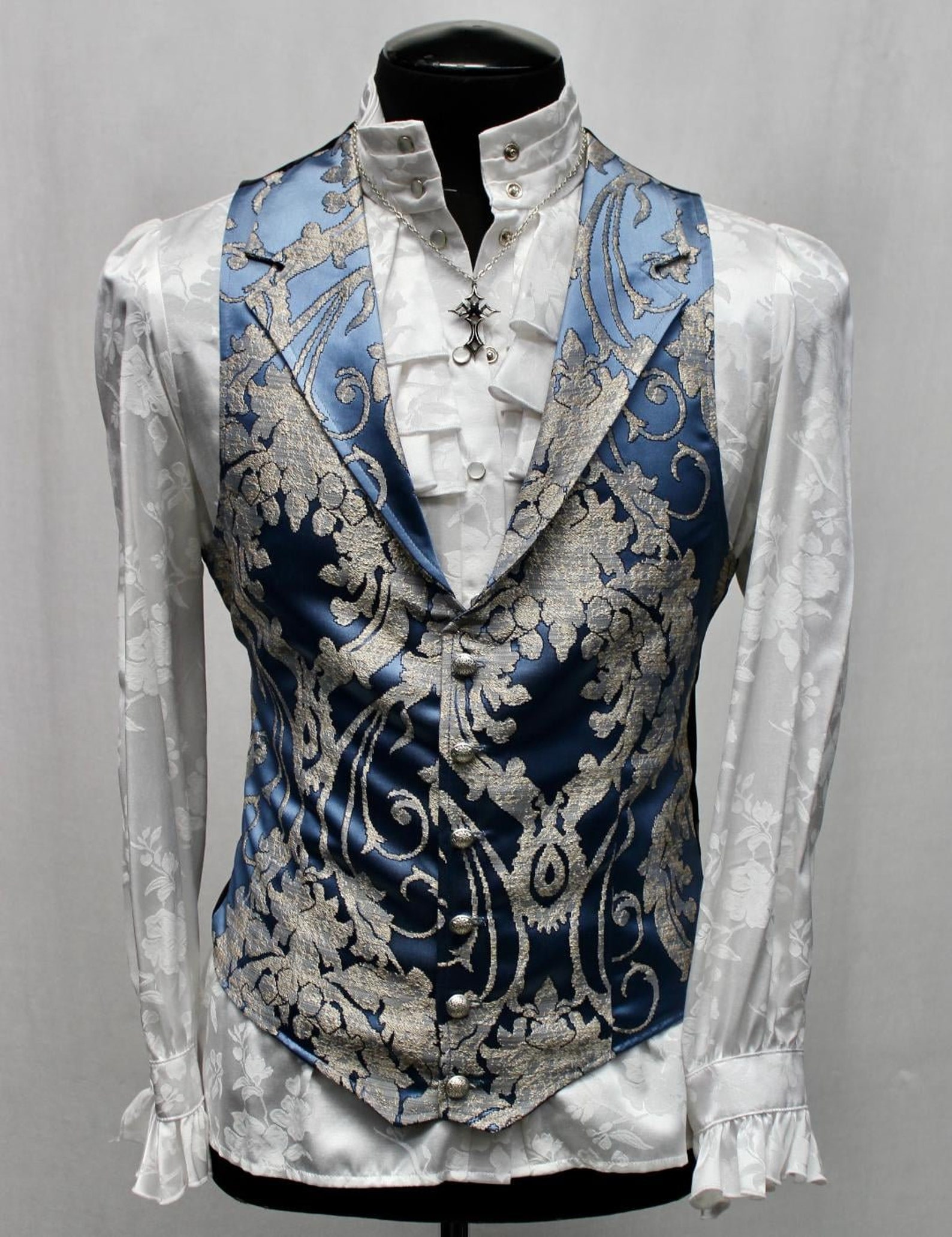 ARISTOCRAT VEST - Ice Blue Satin Brocade - Etsy