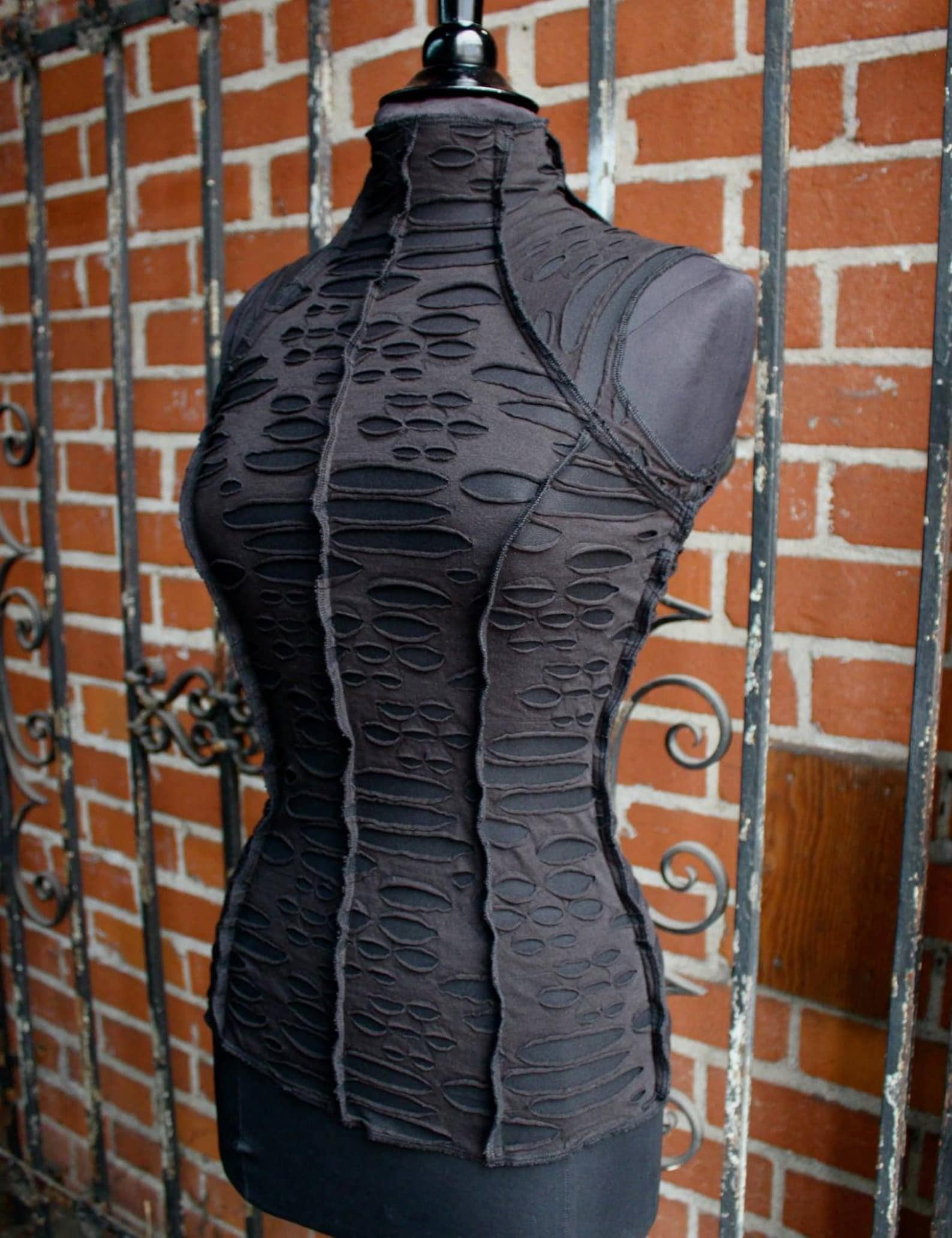 WASTELAND TOP - Black Decayed Fabric - Etsy