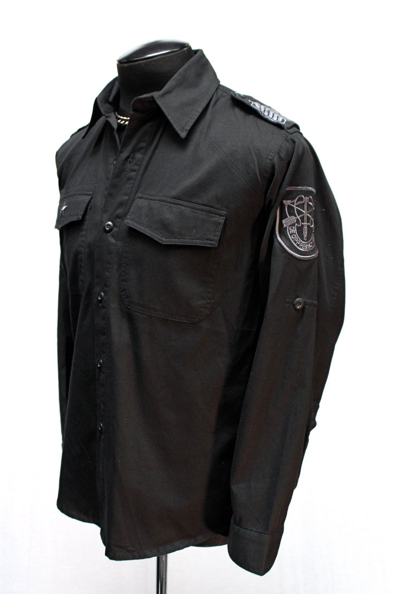 GUERRILLA ARMY SHIRT - Black W/ Grey Embroidery - Etsy