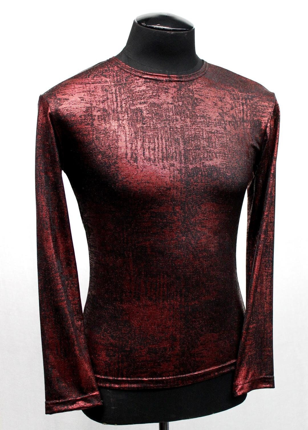 MEN'S LONG SLEEVE T-shirt - Red Metallic Fabric - Etsy