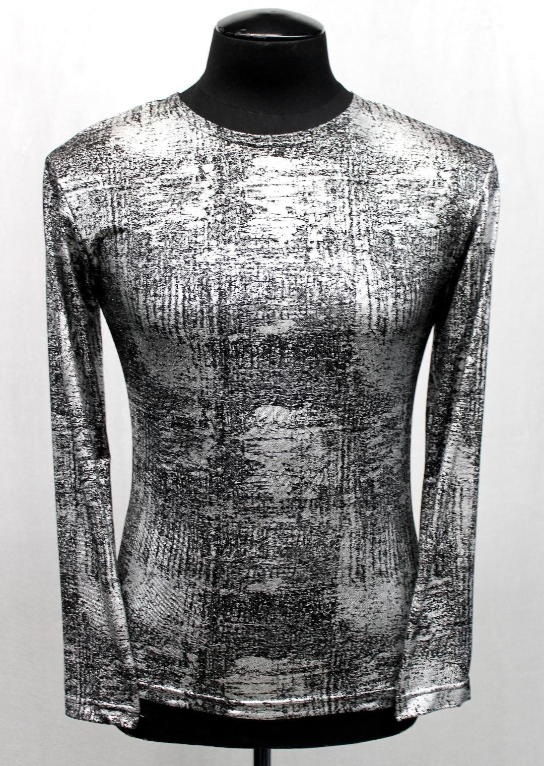 MEN'S LONG SLEEVE T-shirt - Silver Metallic Fabric - Etsy
