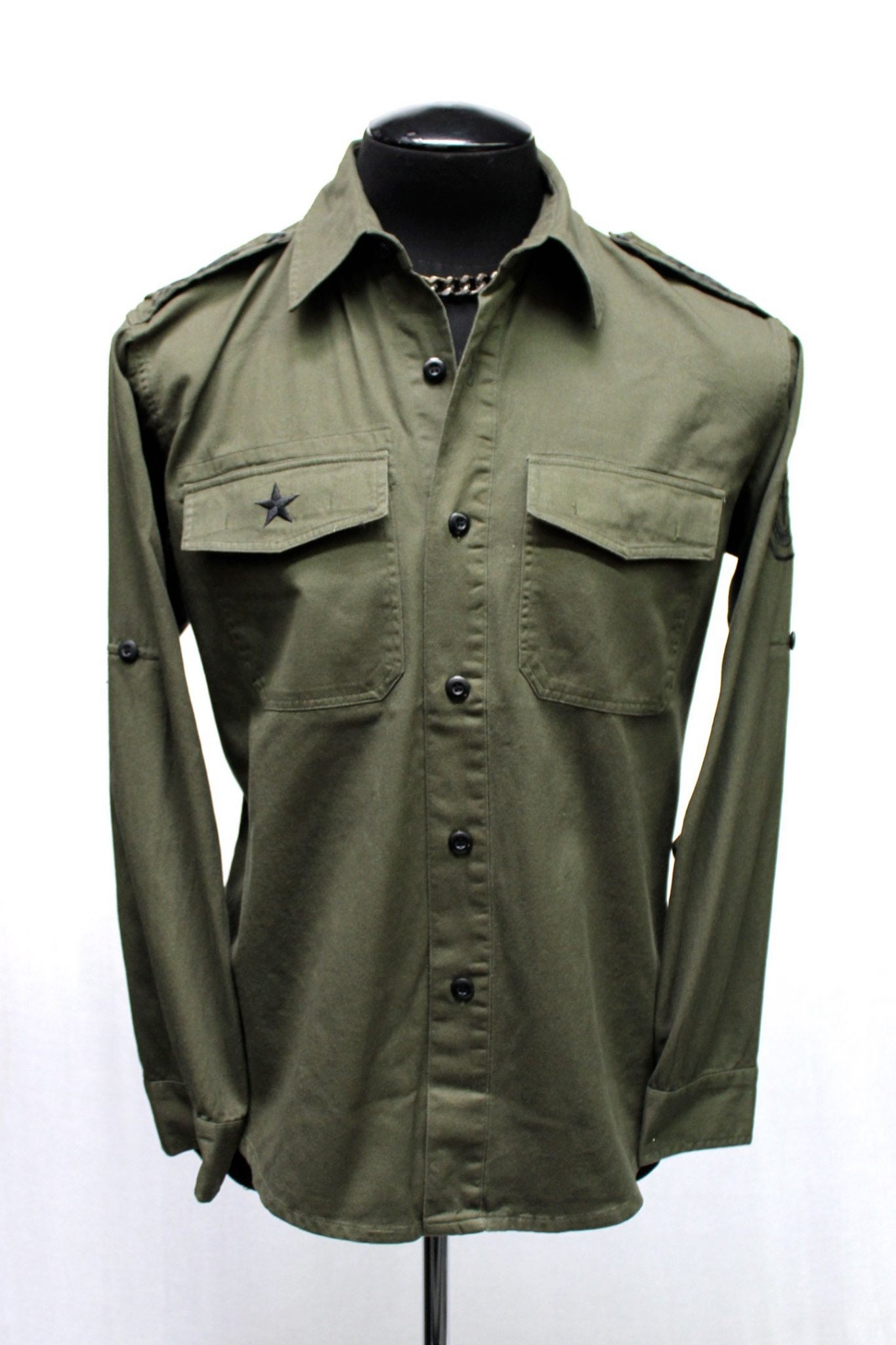 GUERRILLA ARMY SHIRT Green W/ Black Embroidery | Etsy