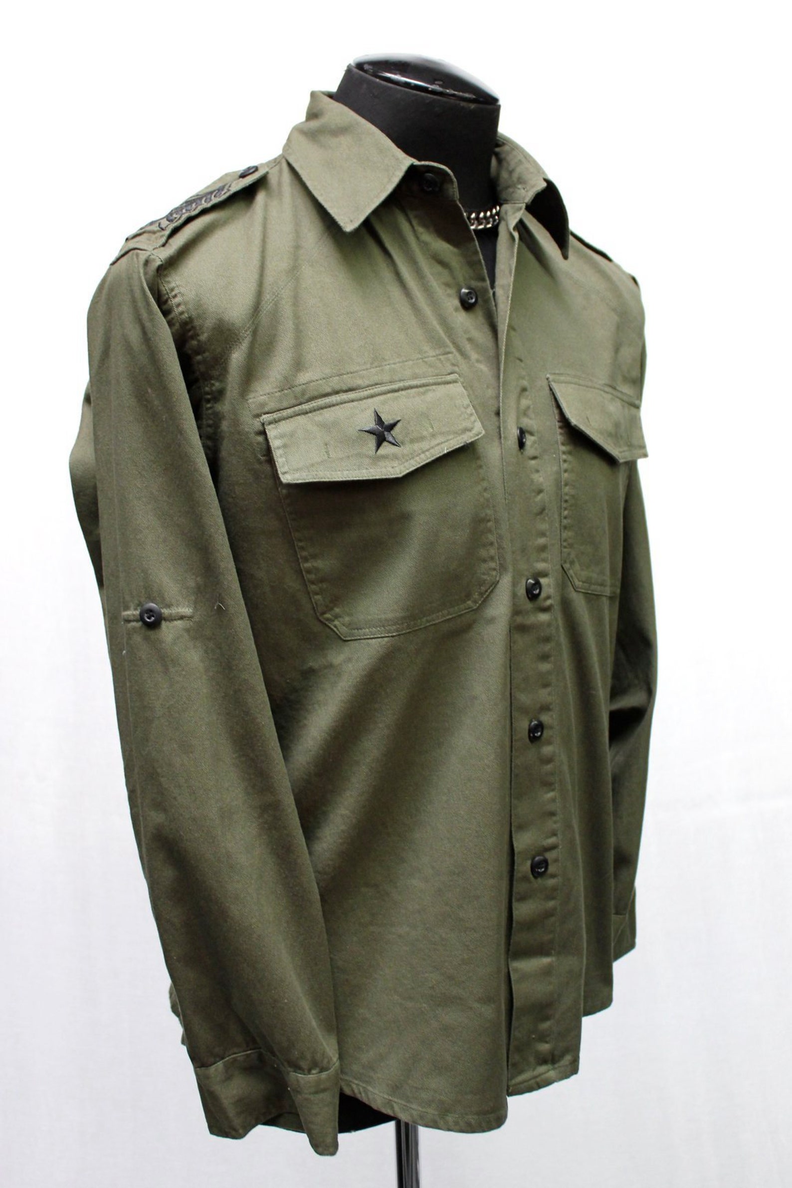 GUERRILLA ARMY SHIRT - Green W/ Black Embroidery - Etsy