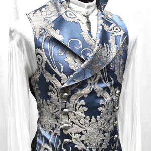 CAVALIER VEST - Ice Blue Satin Brocade - Etsy