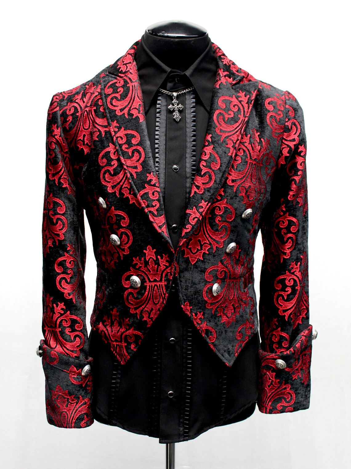 IMPERIAL JACKET - Red/black Velvet Brocade - Etsy