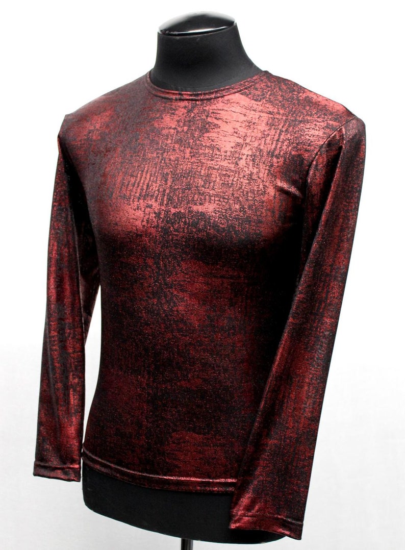 MEN'S LONG SLEEVE T-shirt Red Metallic Fabric - Etsy