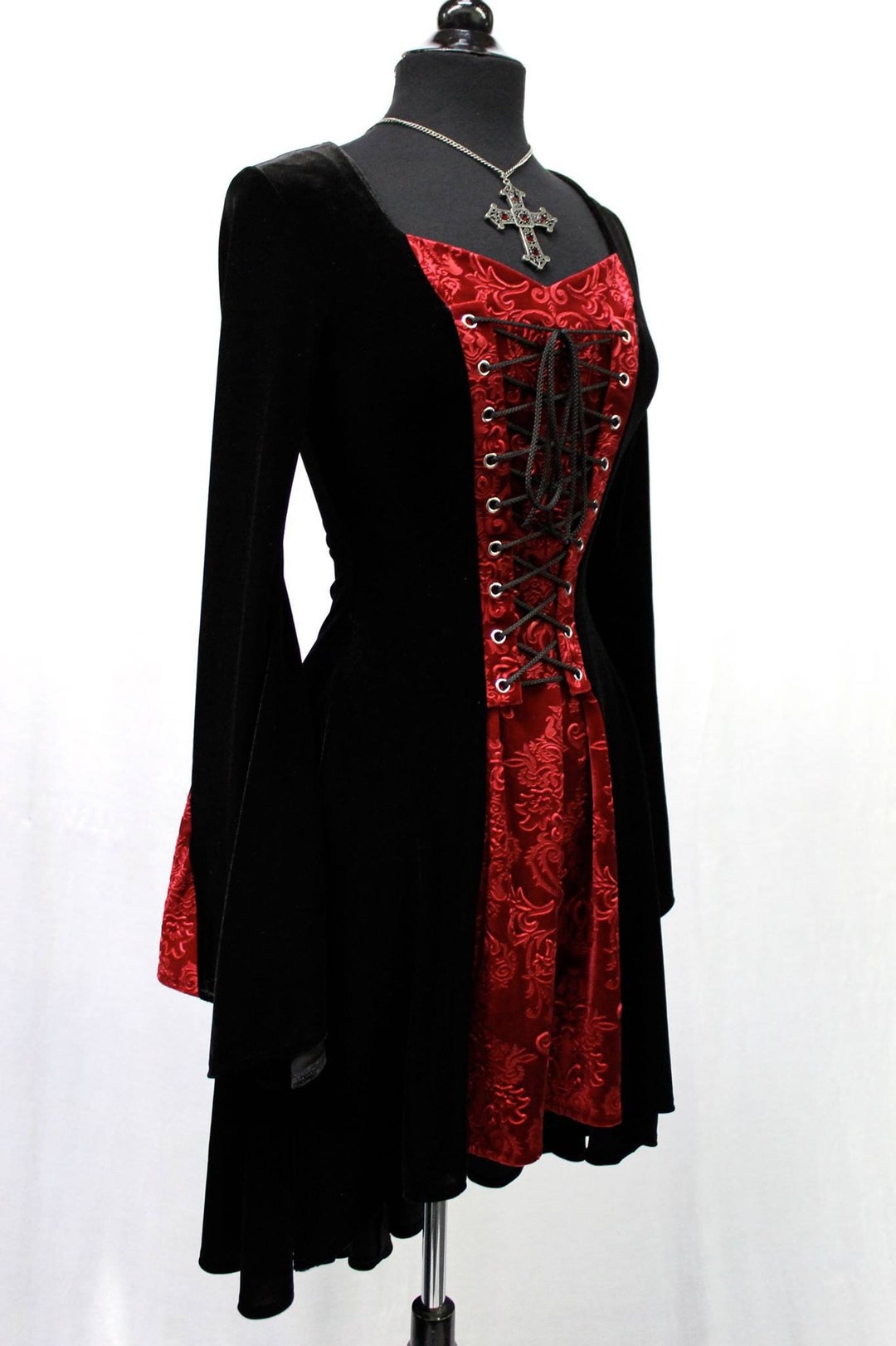 DRAGONLADY DRESS - Black Velvet With Red Velvet - Only One Left! - Size ...