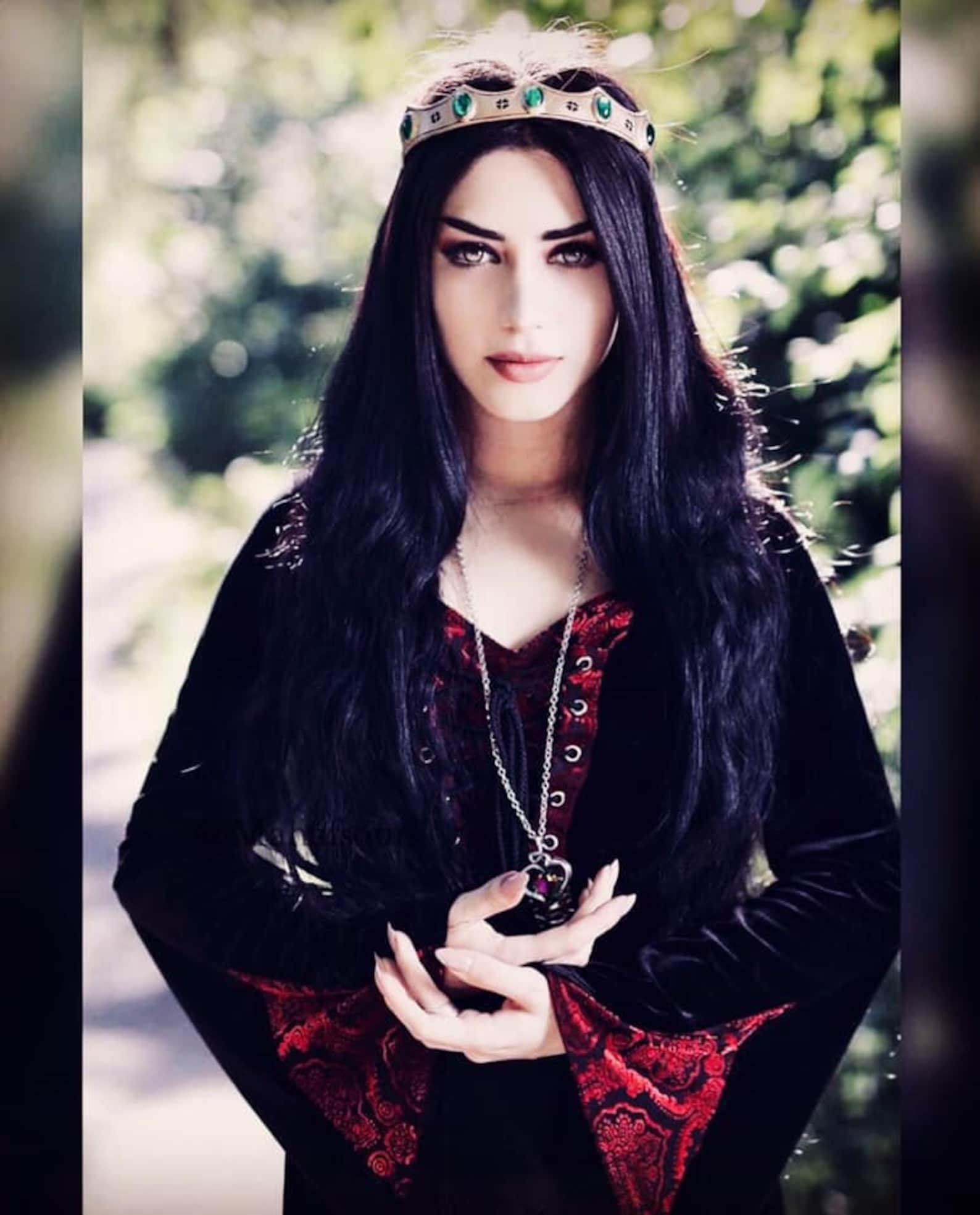 DRAGONLADY DRESS Black Velvet With Red Velvet Contrast - Etsy