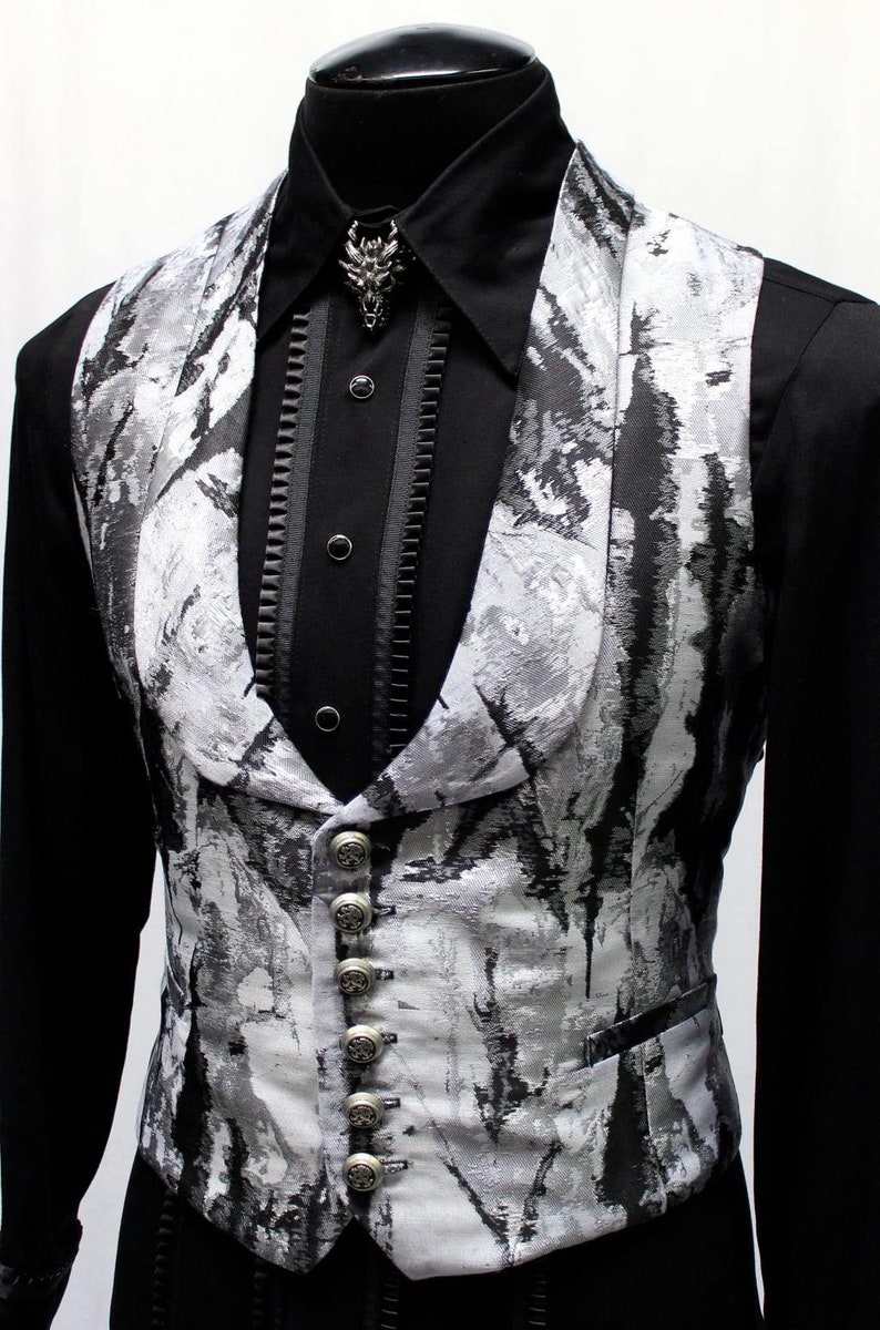 MONTE CRISTO VEST Acid Granite Fabric Black/white/silver - Etsy
