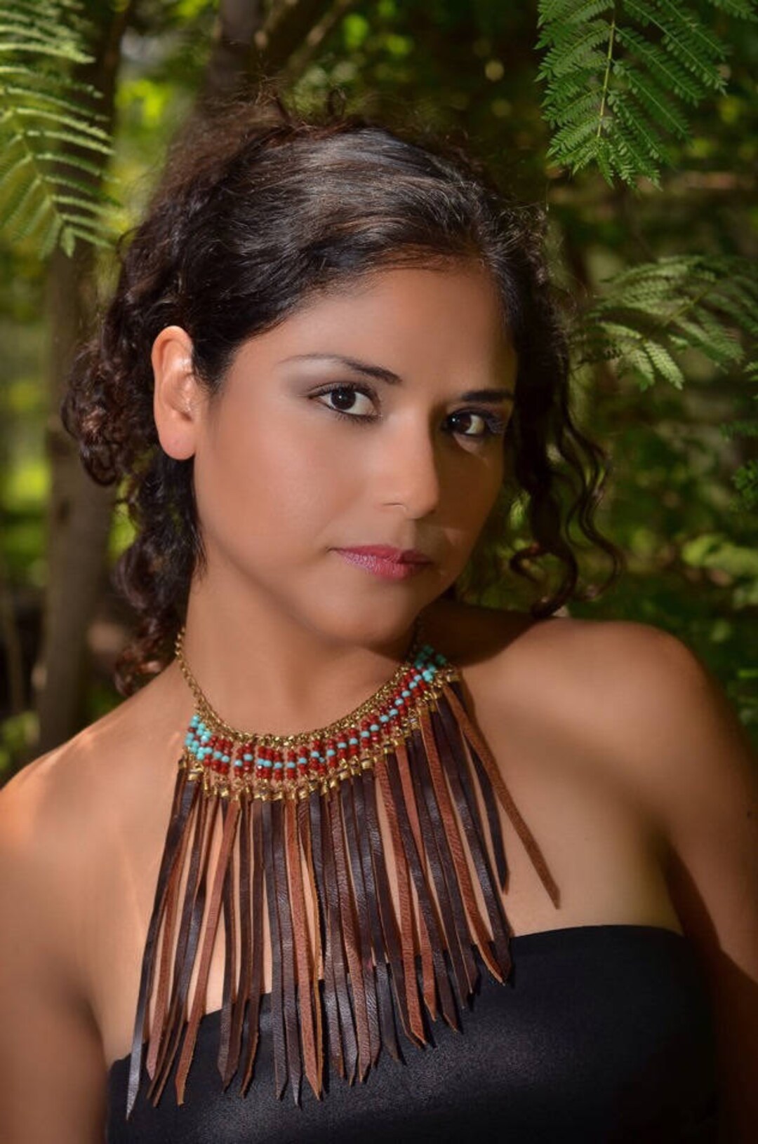 END OF SERIES Necklace in Thin Leather Straps, Steampunk Style Mexican ...