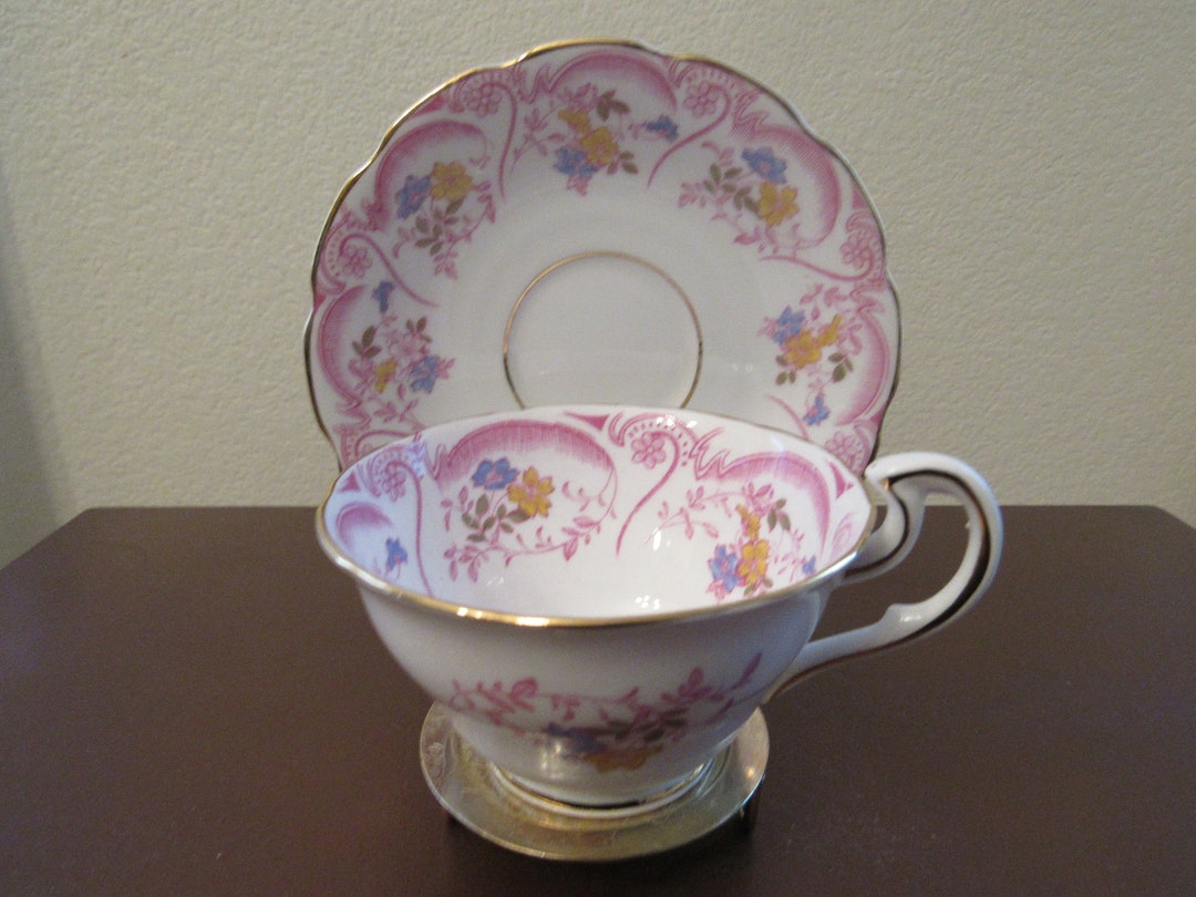 Vintage Spencer Stevenson Bone China Regina Pattern Pink Floral Design ...